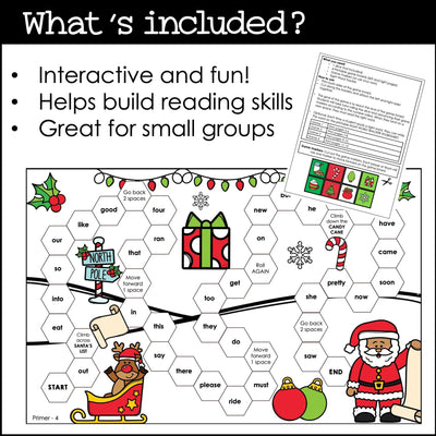 Christmas Sight Word Board Games : Primer List – Hot Chocolate Teachables