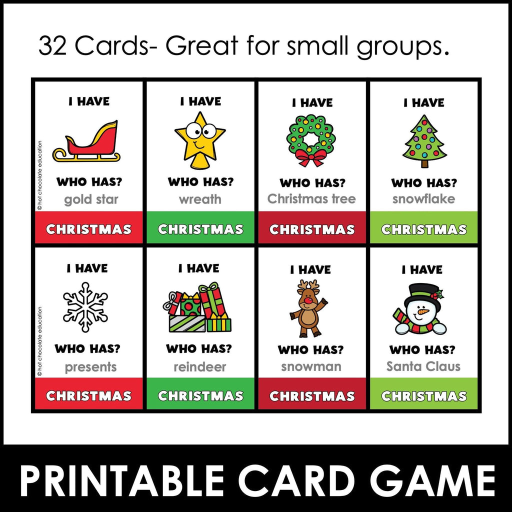 Christmas Vocabulary I have...Who Has...? Card Game – Hot Chocolate ...