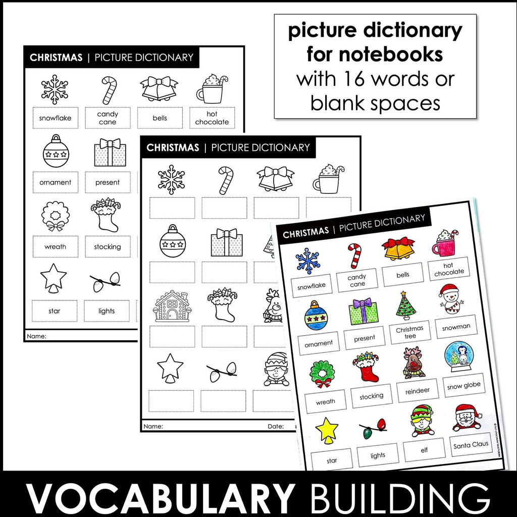 Christmas Vocabulary Worksheet Pack – Hot Chocolate Teachables