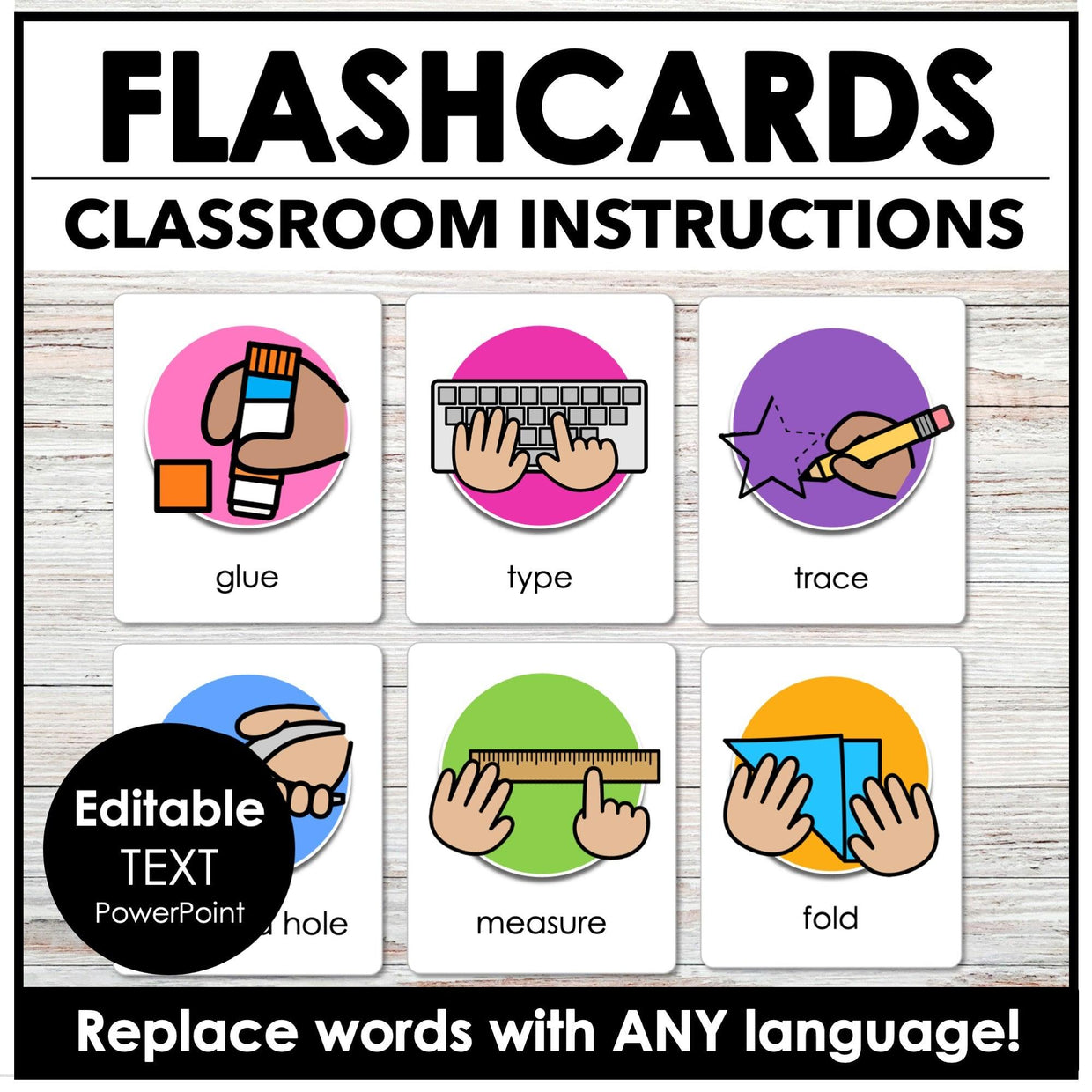 Classroom Instruction Flashcards - Editable Vocabulary Words