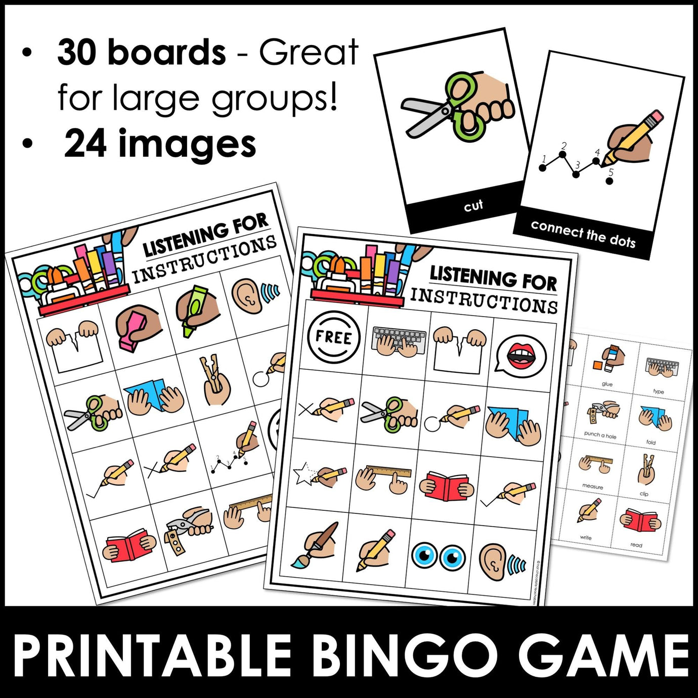 Classroom Instructions ESL Bingo Game and Flashcard Set
