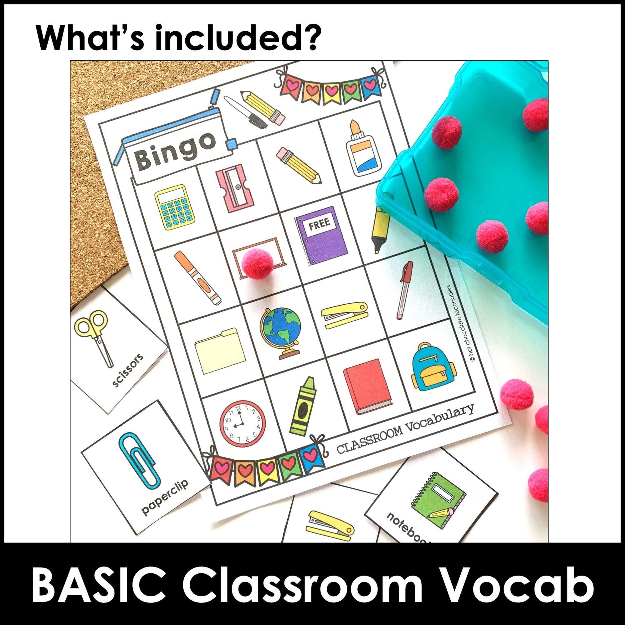 Classroom & School Supplies Bingo Game - Vocabulary Building – Hot ...