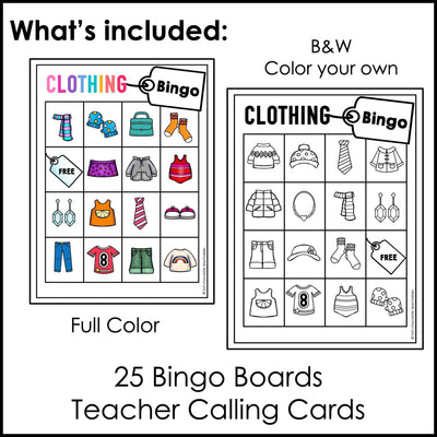 Clothes BINGO Game: Printable Clothing Vocabulary Game Board – Hot ...