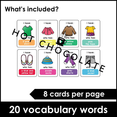Clothing Vocabulary Card Game: I have / Who Has?