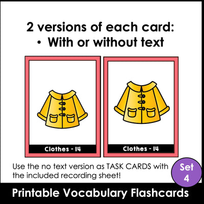 Seasonal Clothing Vocabulary Flashcards – Hot Chocolate Teachables