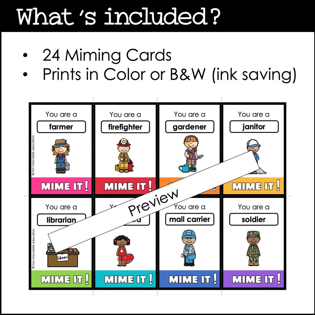Community Helpers Charades - Miming Game for Kids – Hot Chocolate ...