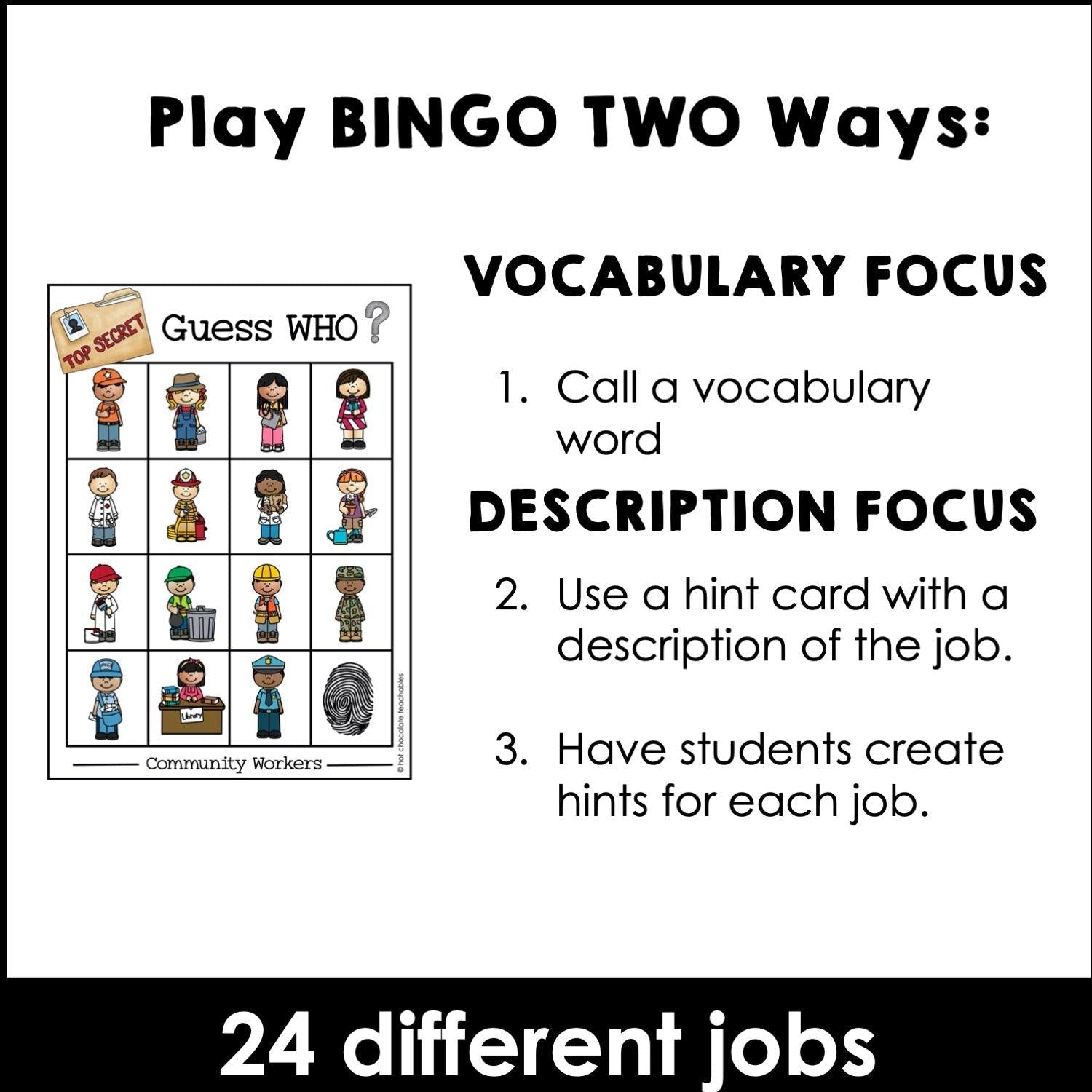 Community Helpers Guess Who Bingo Game | Jobs & Careers