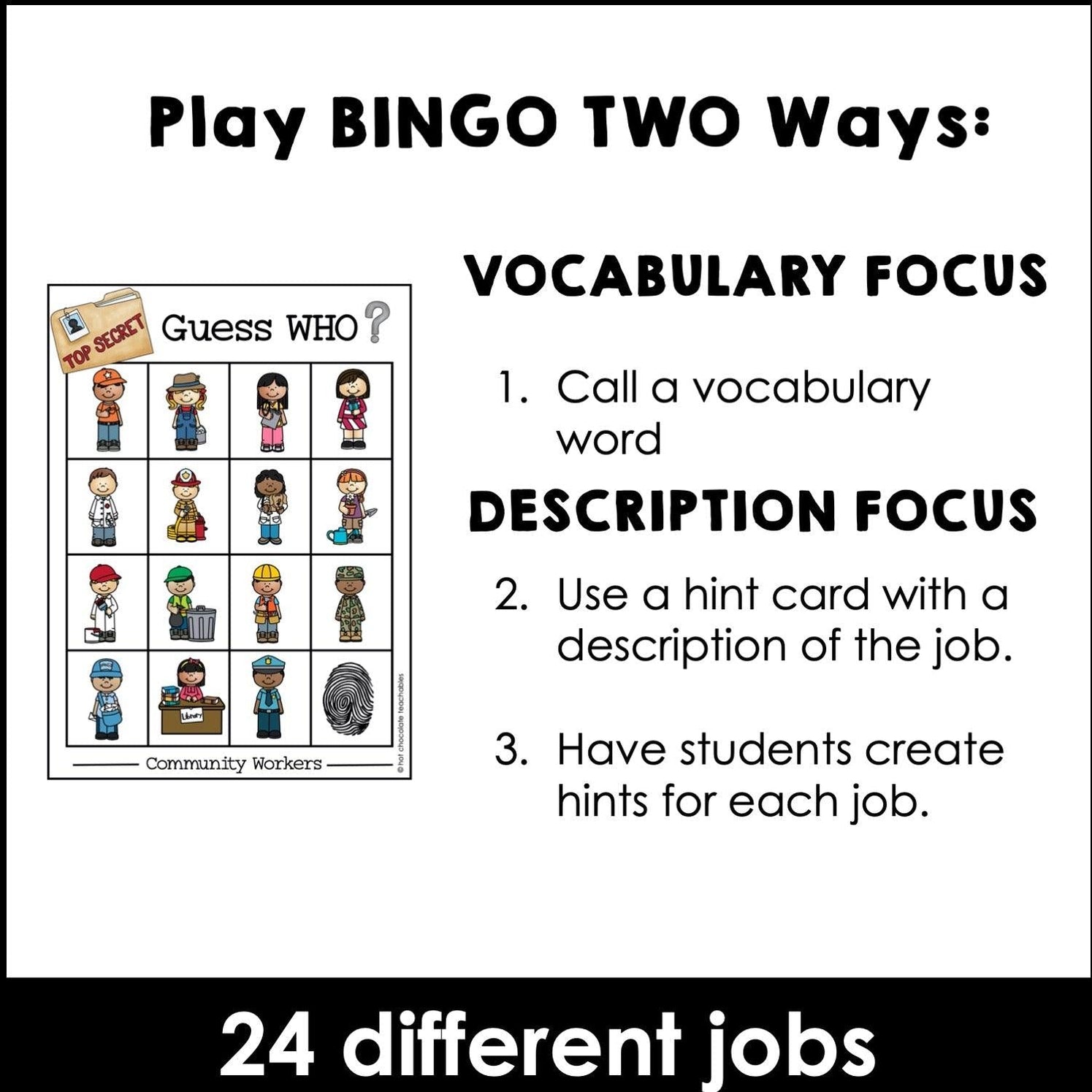 Community Helpers Guess Who Bingo Game | Jobs & Careers – Hot Chocolate ...