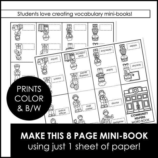 Community Helpers Mini-Book | Jobs & Occupations Dictionary