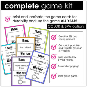 Comparative and Superlative Adjectives: Card Game – Hot Chocolate ...