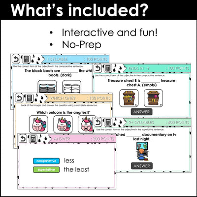 Jeopardy Style Adjective Game: Comparative and Superlative – Hot ...
