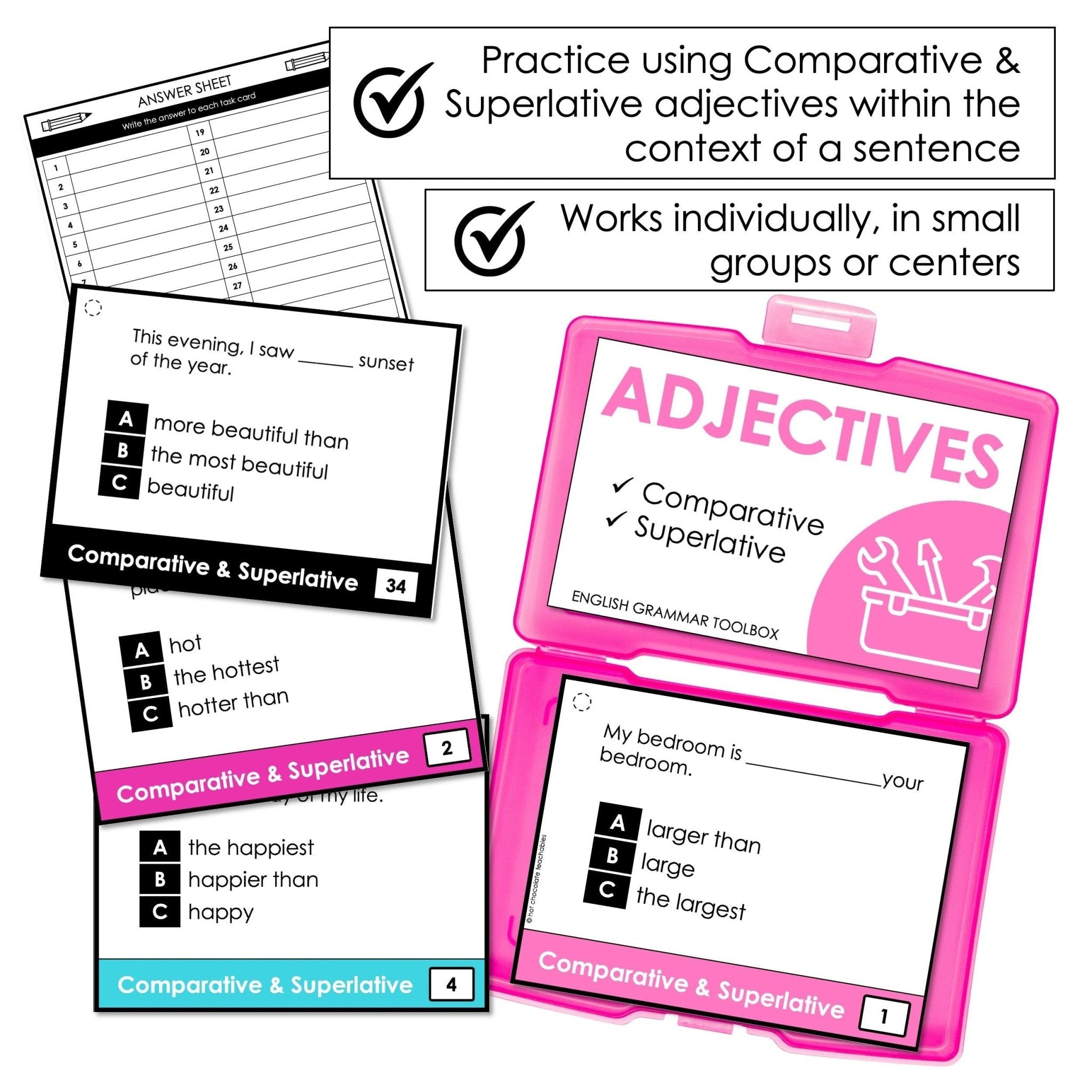 Comparative & Superlative Adjective Task Cards