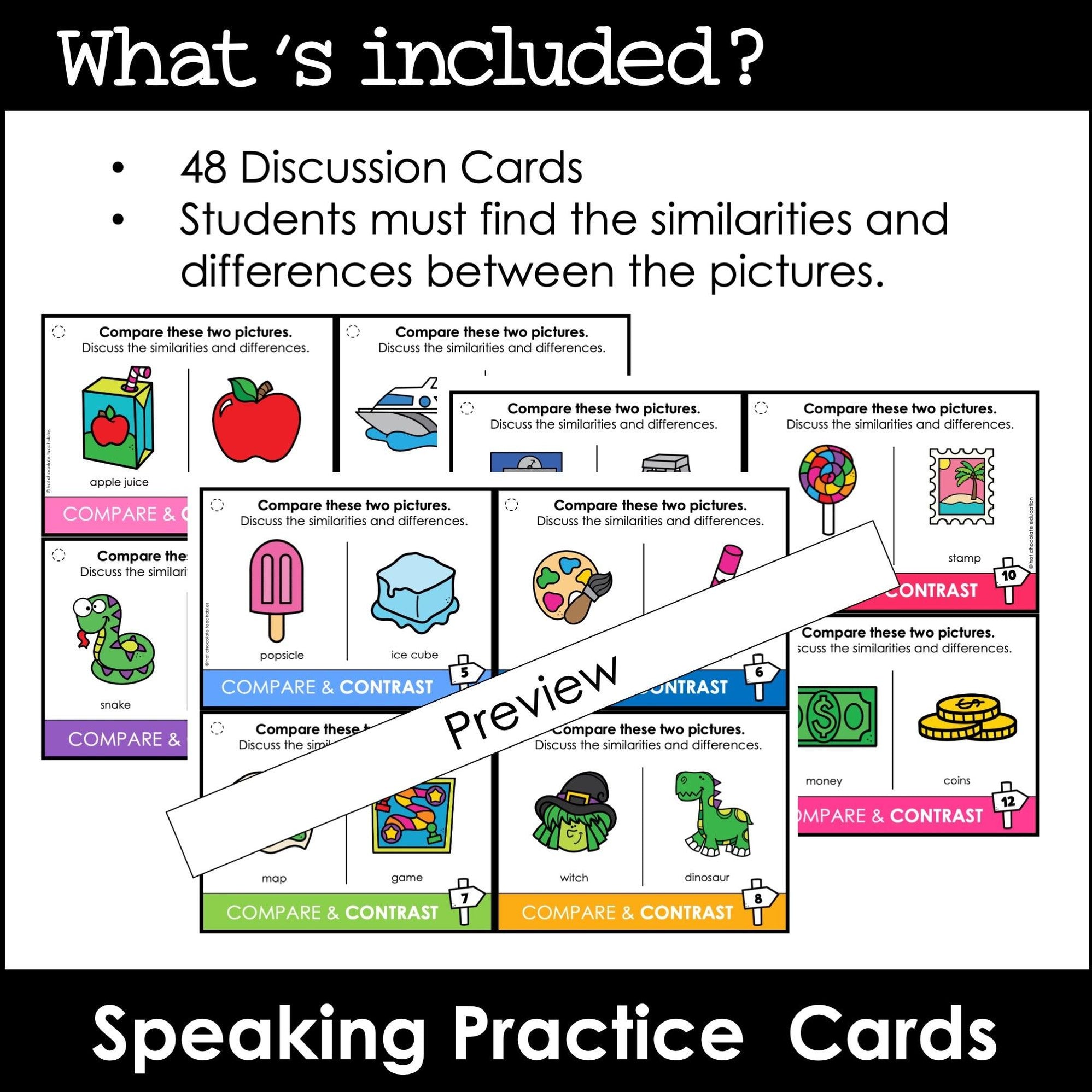 ESL Speaking Cards - Find Similarities & Differences! – Hot Chocolate ...