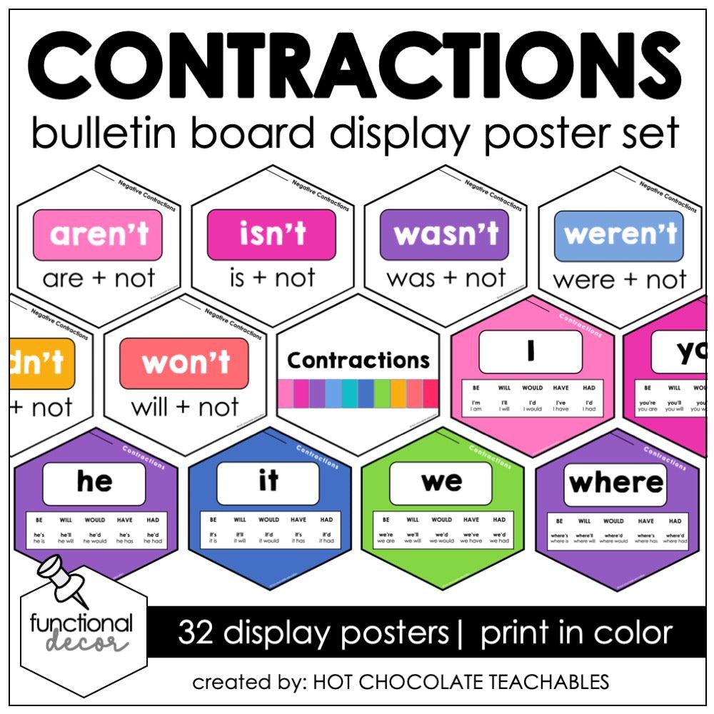 Contractions Posters | Bulletin Board Display – Hot Chocolate Teachables