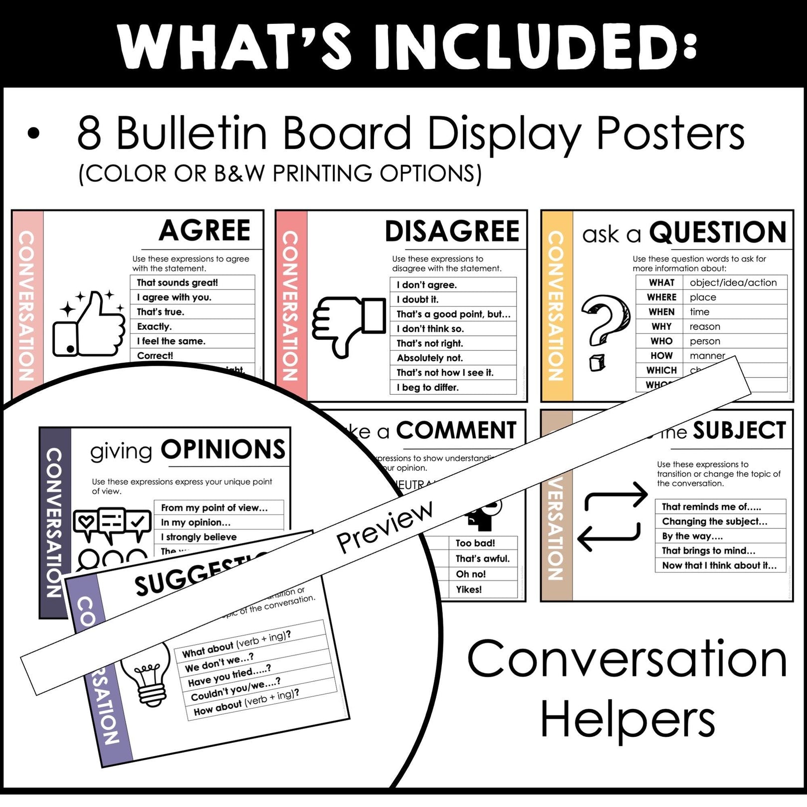 Conversation Helpers - Speech Bulletin Board Posters