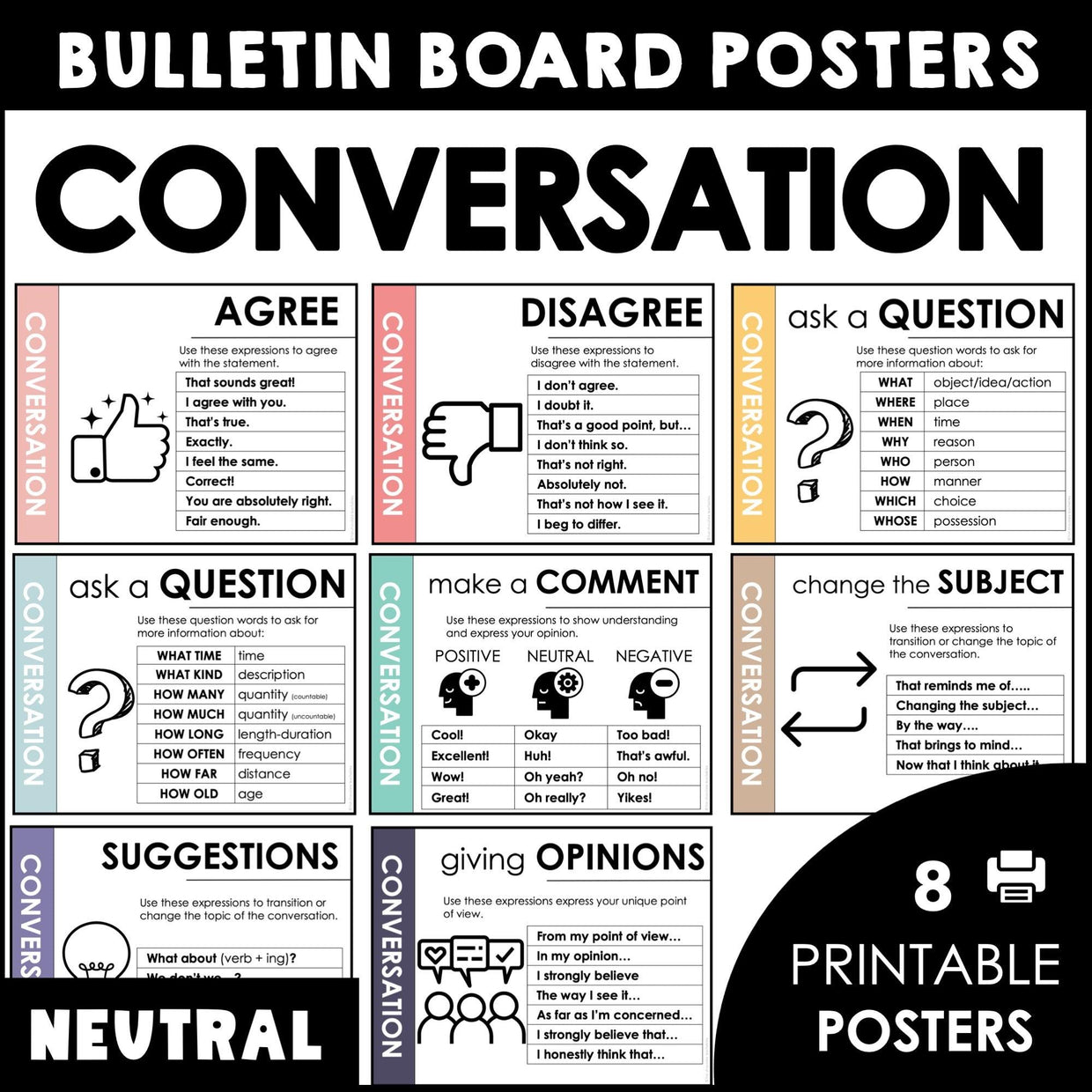 Conversation Helpers - Speech Bulletin Board Posters