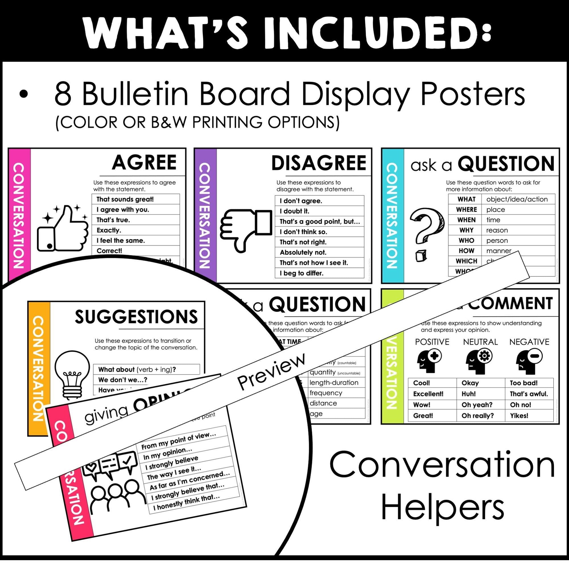 Functional Speech Bulletin Board Posters for ELL EFL ESL – Hot ...