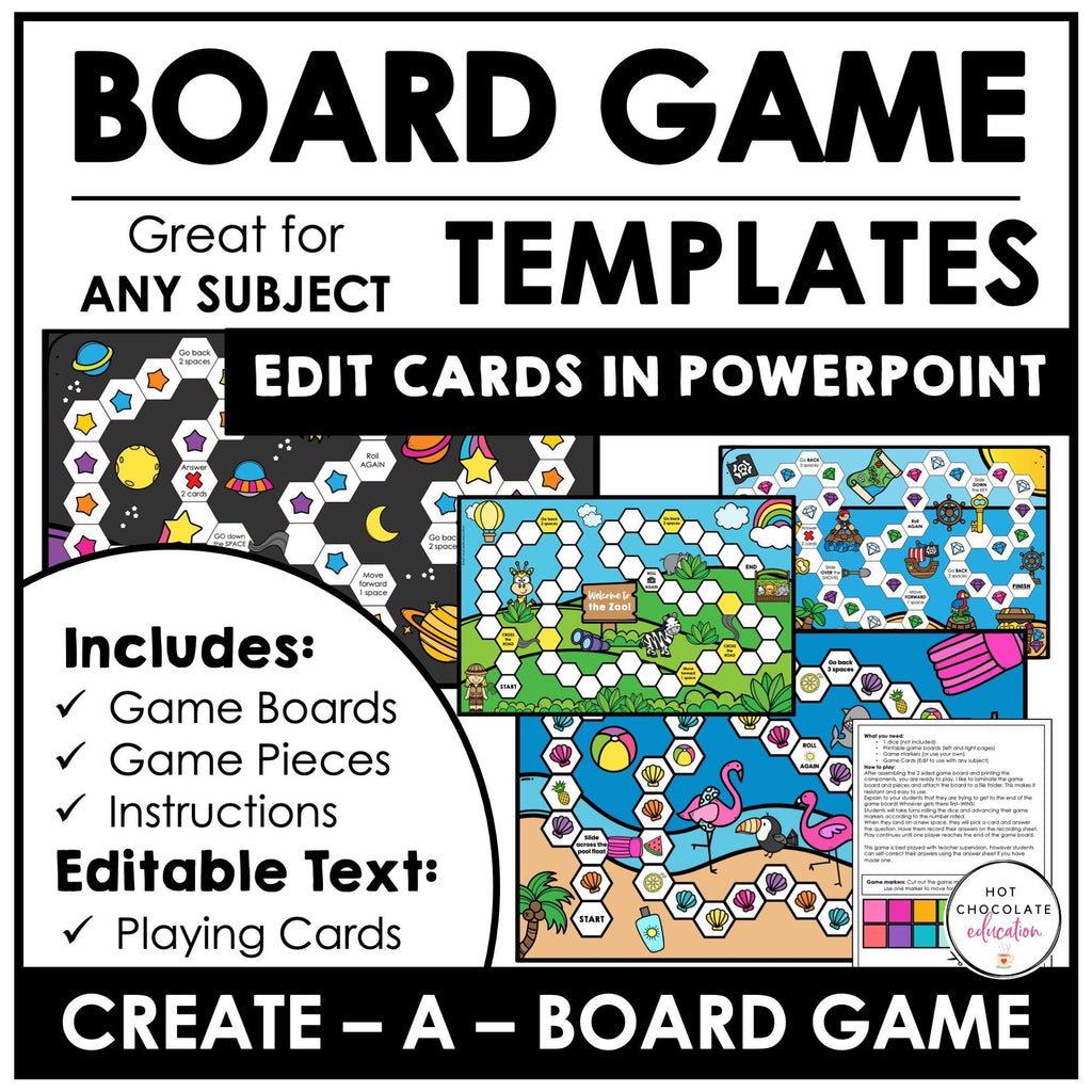 Editable Board Game Templates | Customizable Game Cards – Hot Chocolate ...