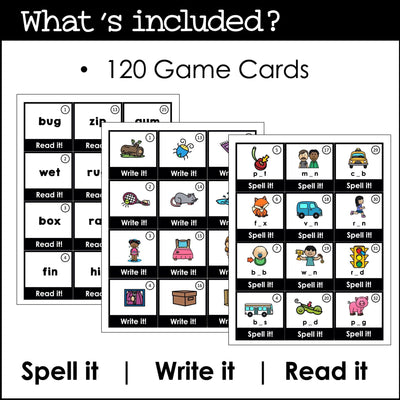 CVC Word Fluency Board Game Kit: Short Vowels A-E-I-O-U – Hot Chocolate ...