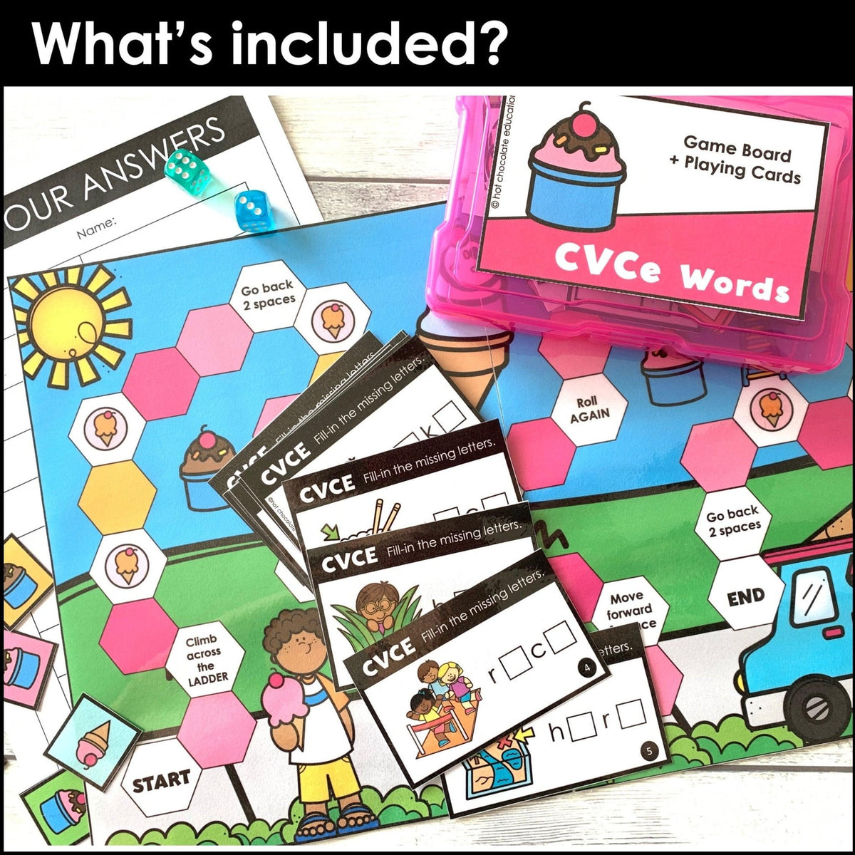 CVCE WORDS Spelling Practice Board Game