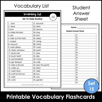 Basic Verbs & Chores Flashcards: ESL Task Cards – Hot Chocolate Teachables