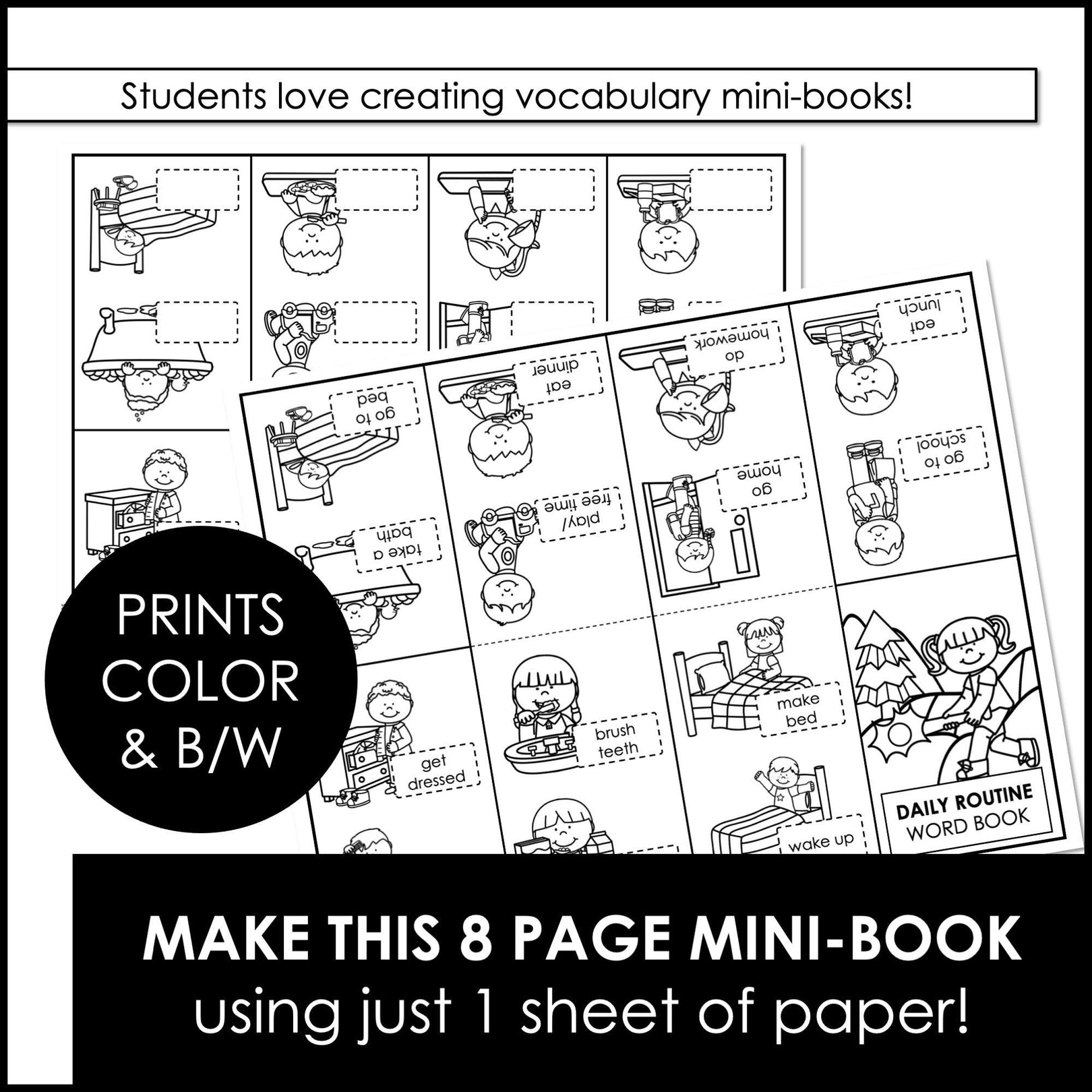 Daily Routine Home & School Mini Book | Picture Dictionary