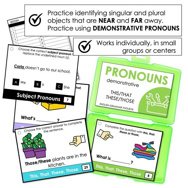 Demonstrative Pronouns THIS THAT THESE THOSE - Task Cards