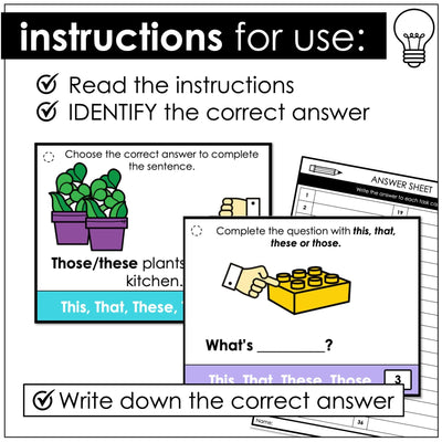 Demonstrative Pronouns THIS THAT THESE THOSE - Task Cards – Hot ...