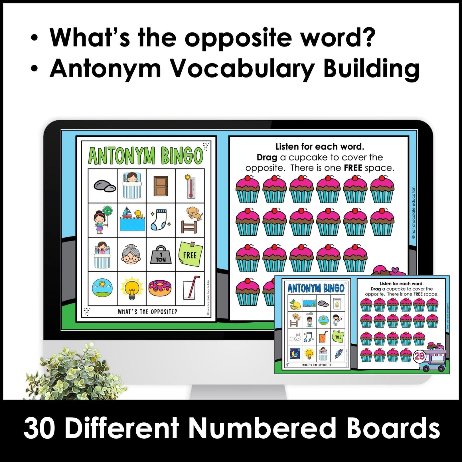 Digital Antonyms BINGO Game - Opposite Words Activity