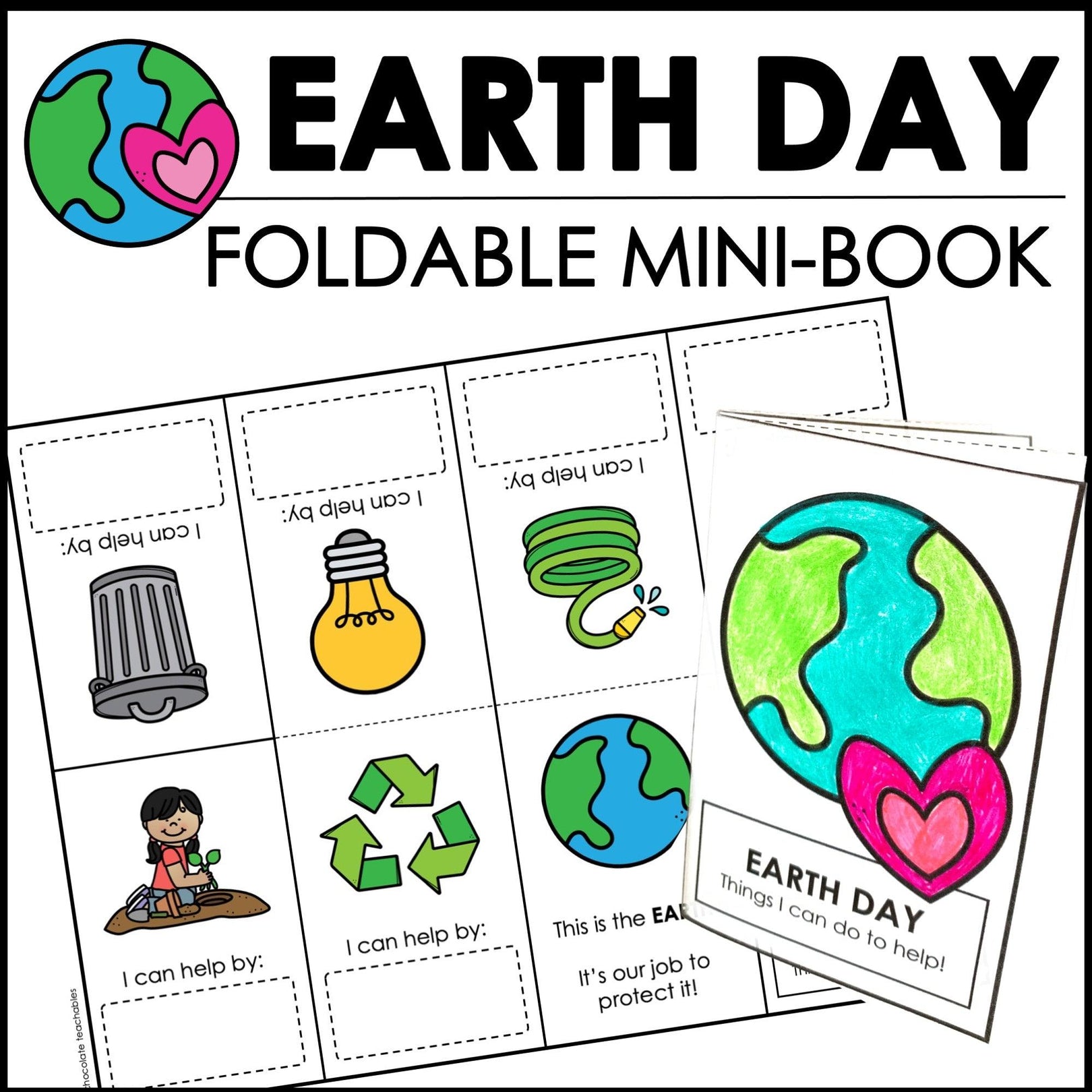 Earth Day Mini Book Template for ESL Writing