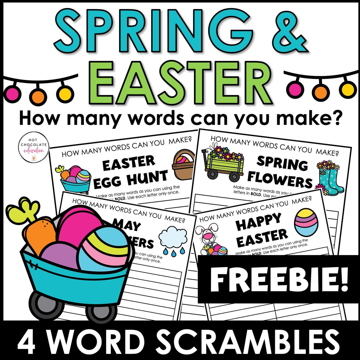 Easter & Spring Word Scramble Free Worksheet – Hot Chocolate Teachables