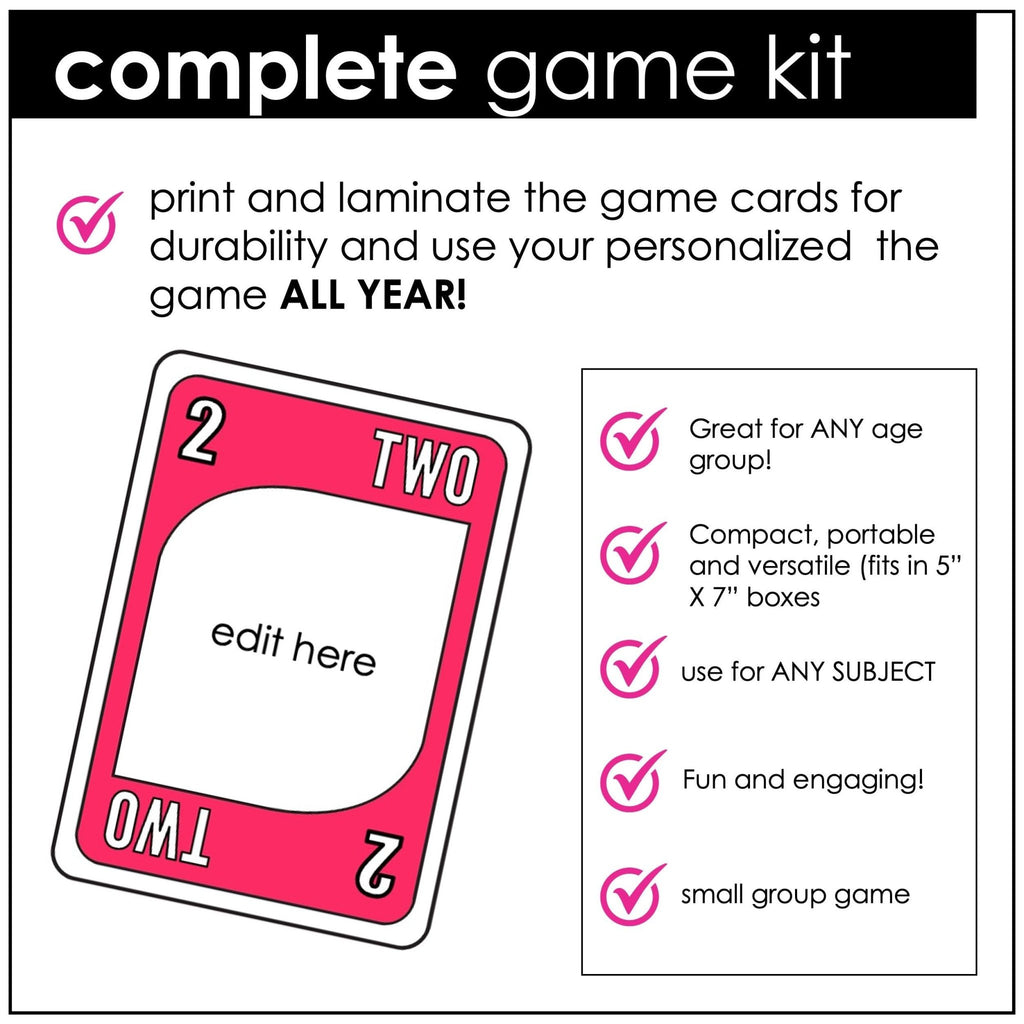 Editable Card Game for ANY Subject | "Plays Like UNO" – Hot Chocolate ...