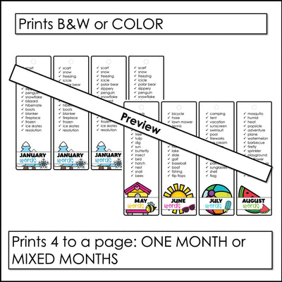 Monthly Vocabulary Word Bookmarks - Editable - Spelling – Hot Chocolate ...