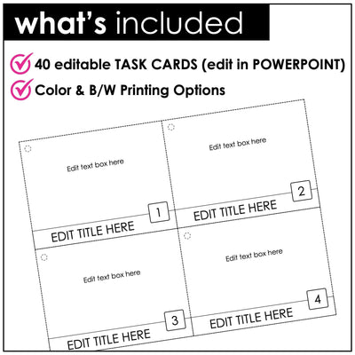 Task Card PowerPoint Templates - Editable - Color & B&W – Hot Chocolate ...