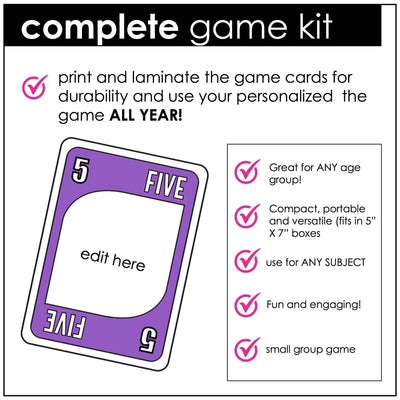 Editable UNO "Style" Card Game Template - for ANY SUBJECT – Hot ...