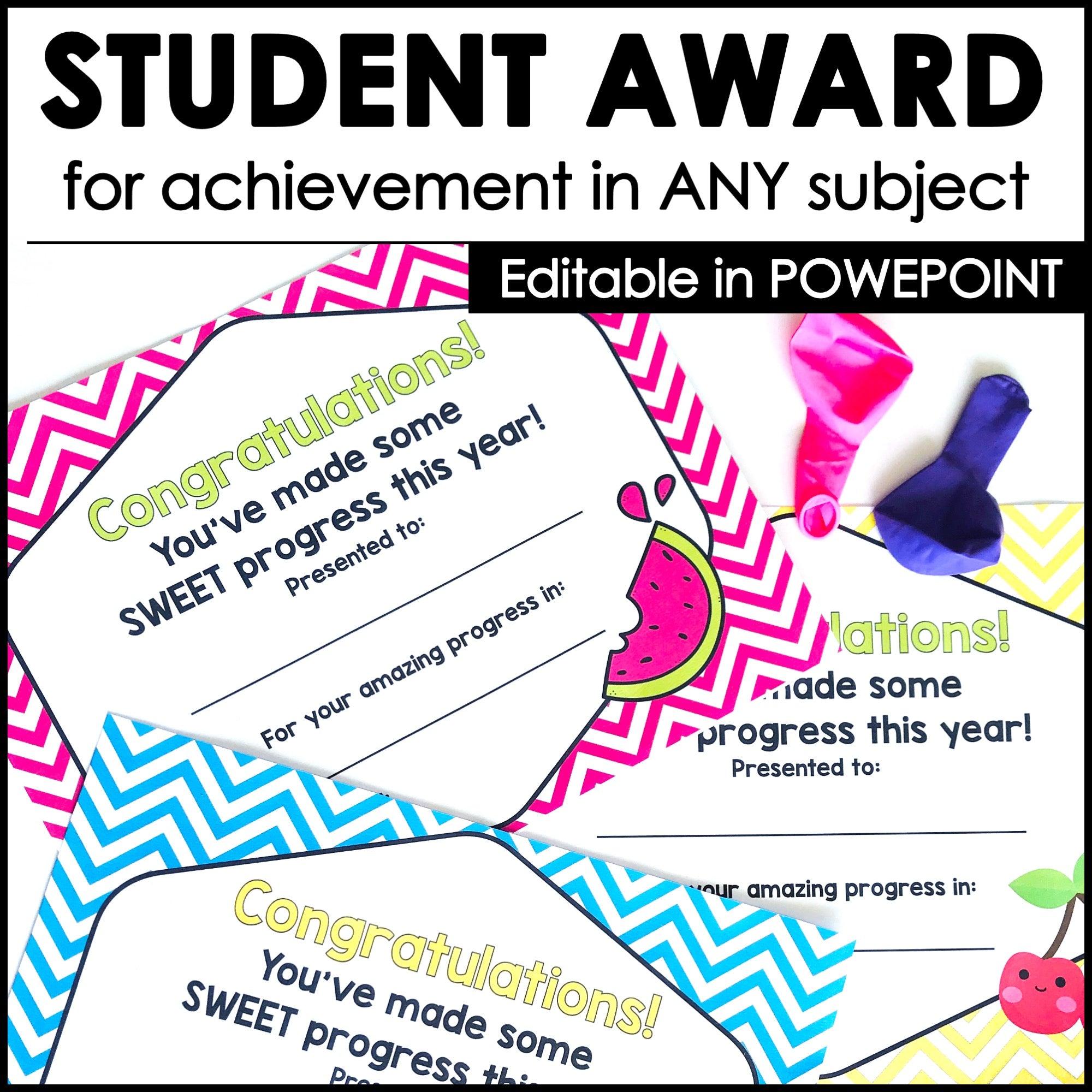 End of the Year Student Certificate - Editable Template