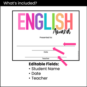 End of Year English Award Certificate Templates - Editable – Hot ...