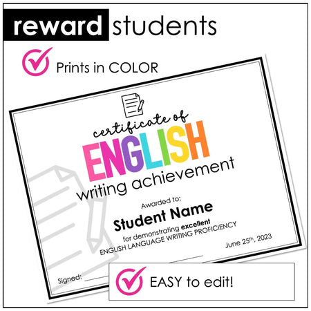ESL Award Certificates - Hot Chocolate Teachables