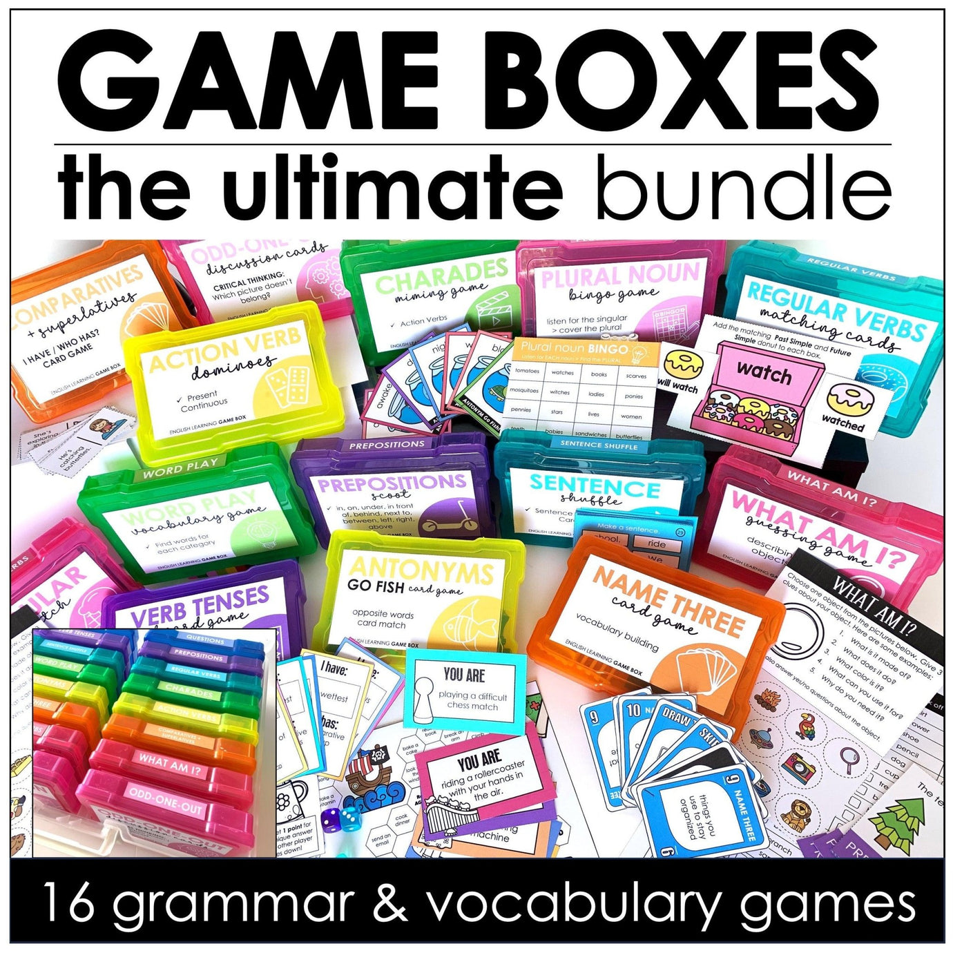 English Games Bundle for ESL - Parts of Speech, Verbs, Nouns