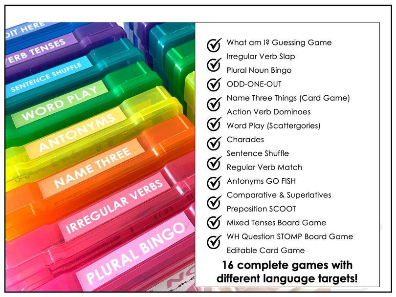 English Games Bundle for ESL - Parts of Speech, Verbs, Nouns