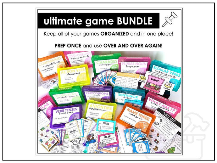 English Games Bundle for ESL - Parts of Speech, Verbs, Nouns