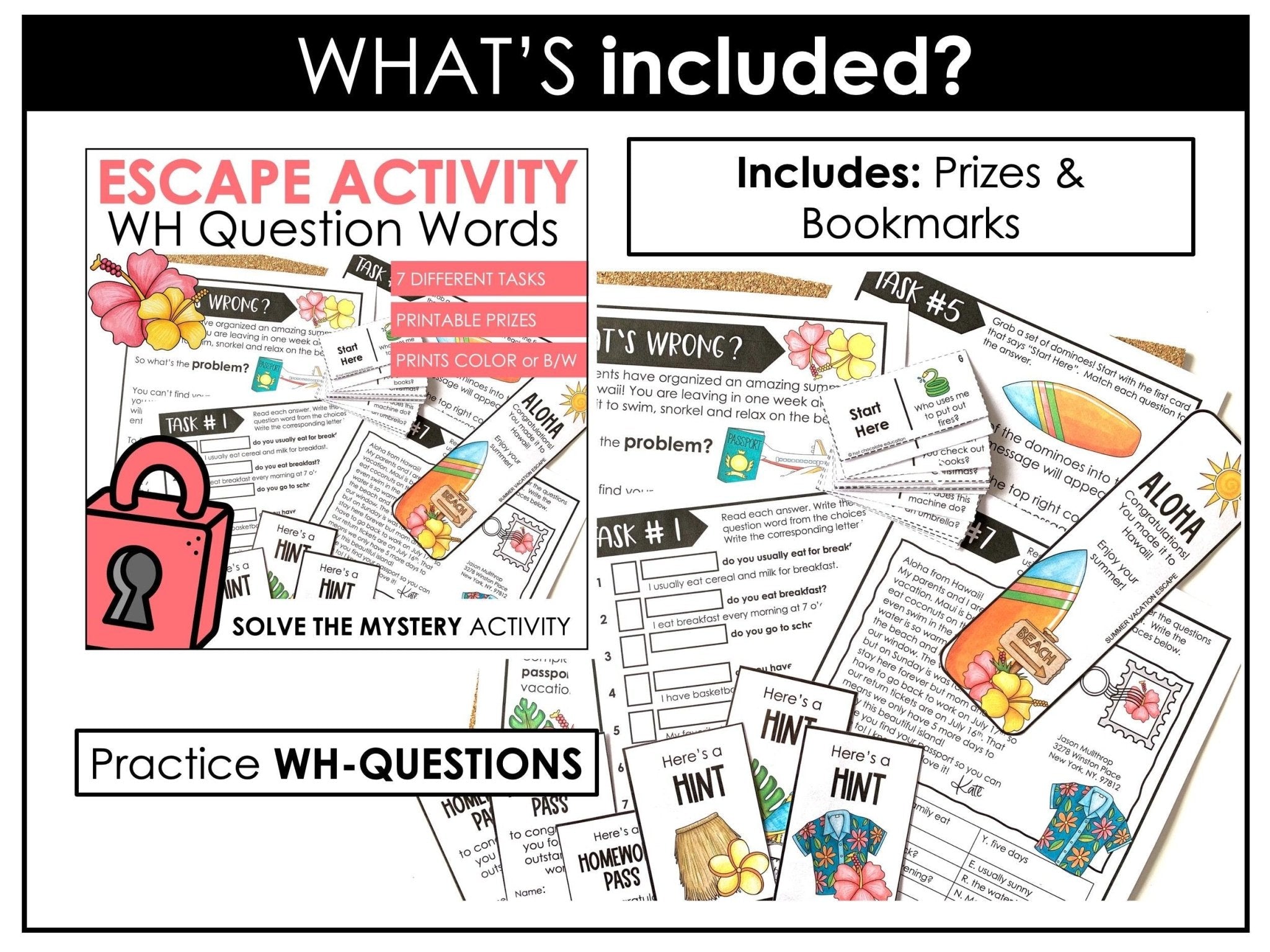 English Escape Room Bundle - WH Questions, Verbs, Sentences – Hot ...