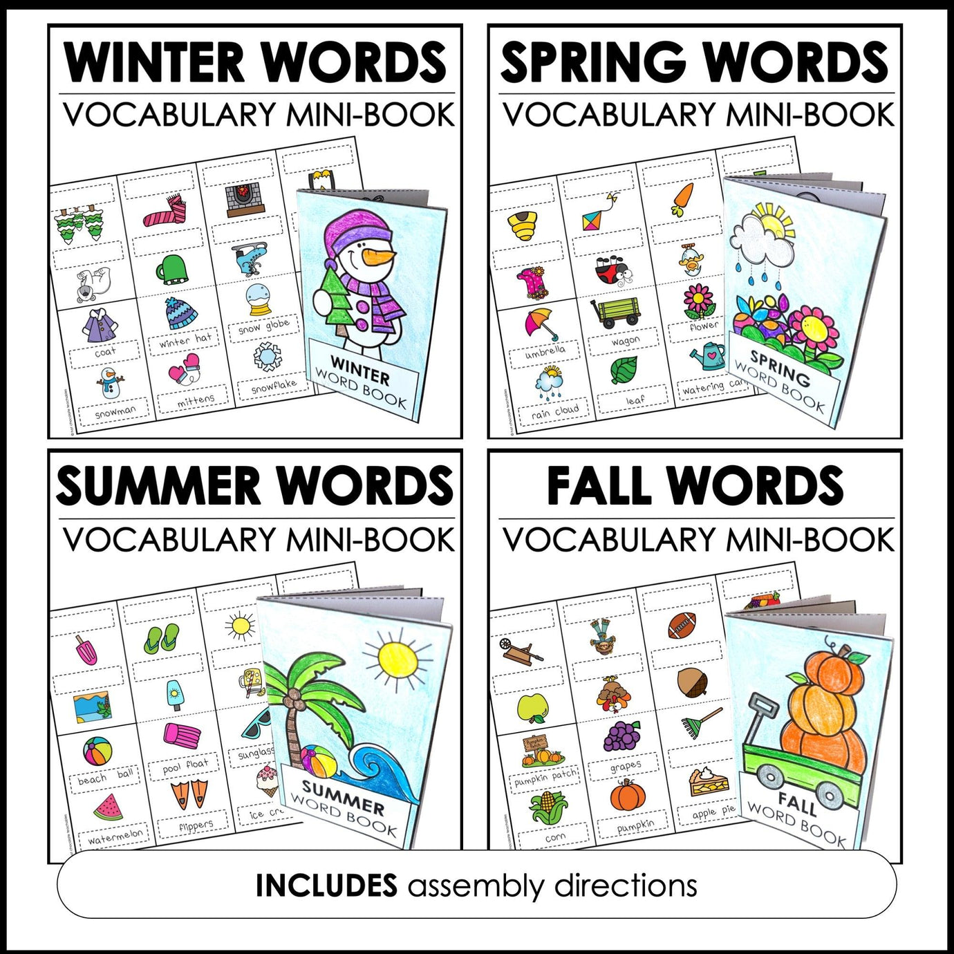 ESL Basic Vocabulary Mini-Books: Food, House, Verbs, School