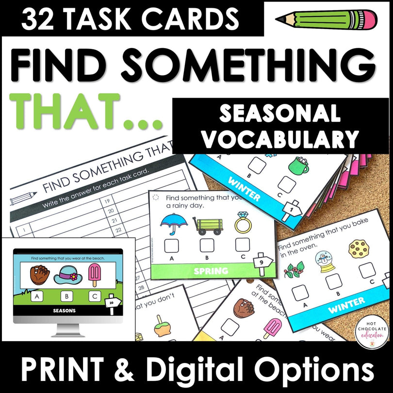 ESL Basic Vocabulary Task Cards Seasonal Vocabulary Activity