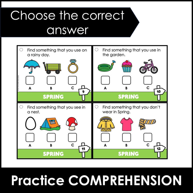 ESL Basic Vocabulary Task Cards Seasonal Vocabulary Activity