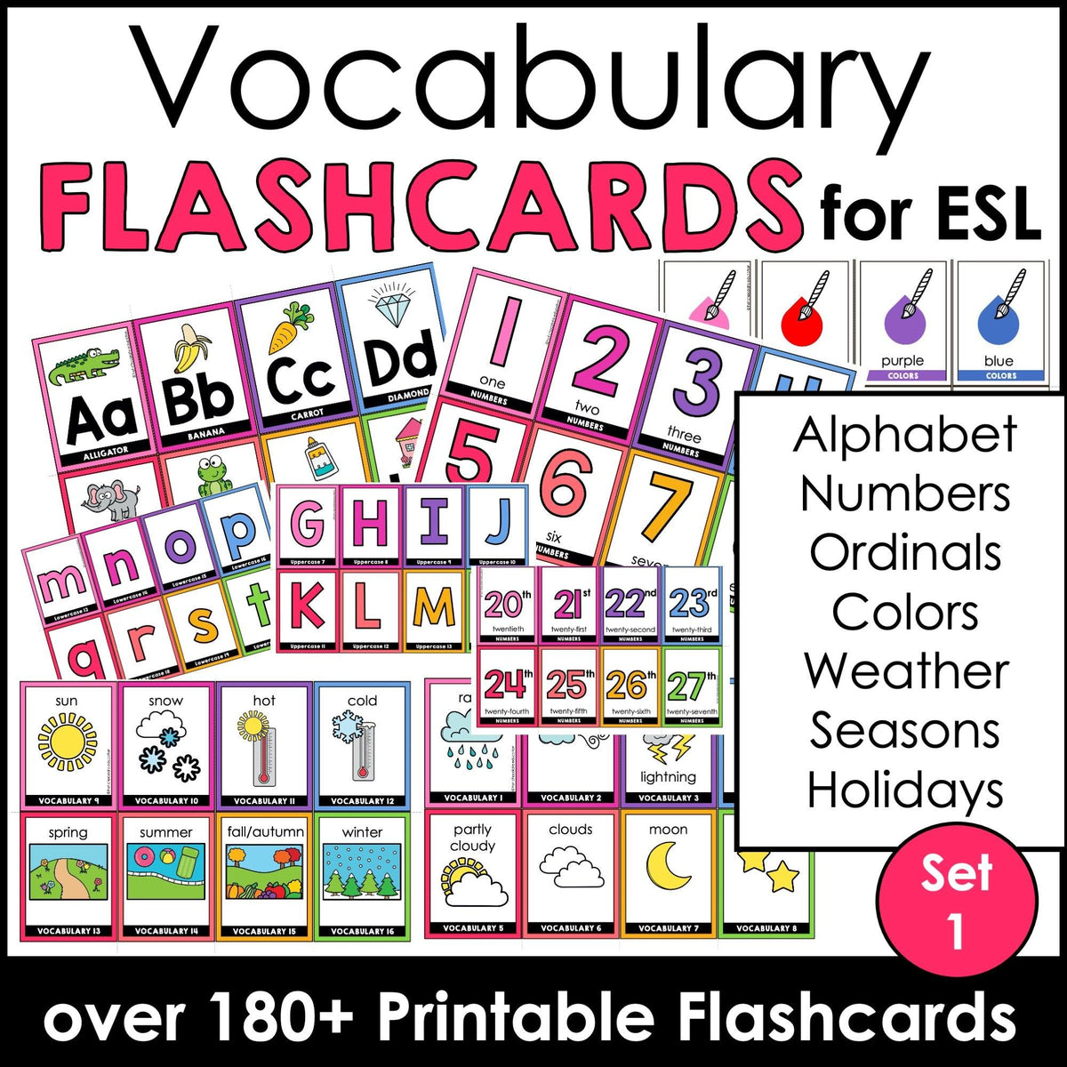 ESL Beginner Flashcards - Alphabet & Numbers – Hot Chocolate Teachables