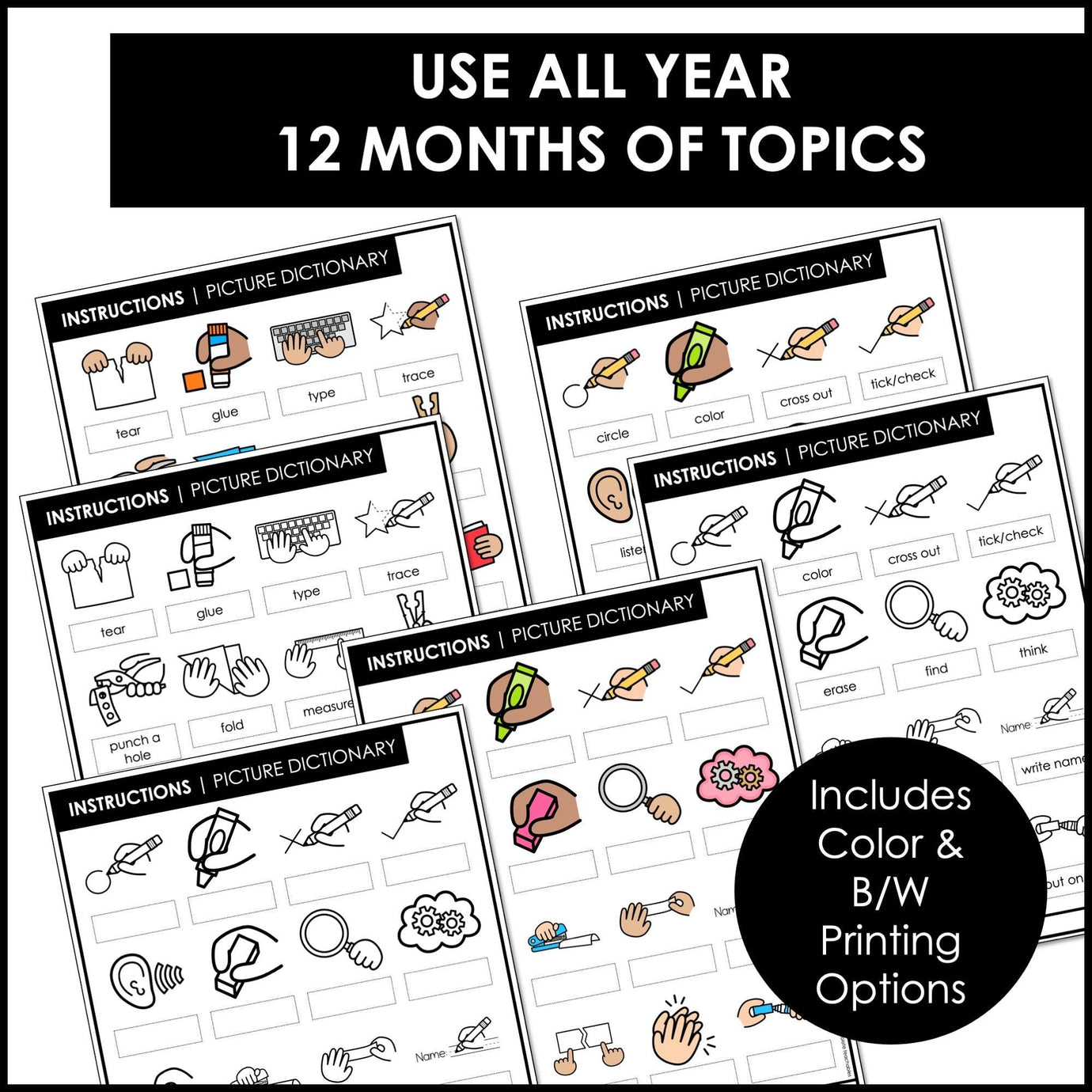 ESL Classroom Instructions Picture Dictionary | Vocabulary