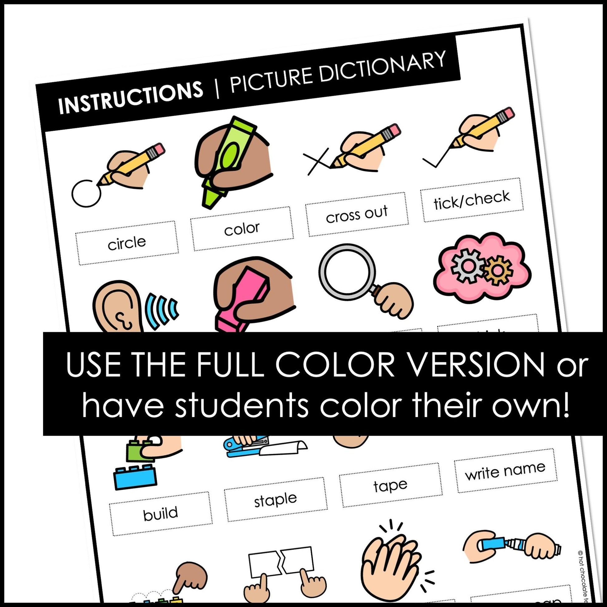 ESL Classroom Instructions Picture Dictionary | Vocabulary