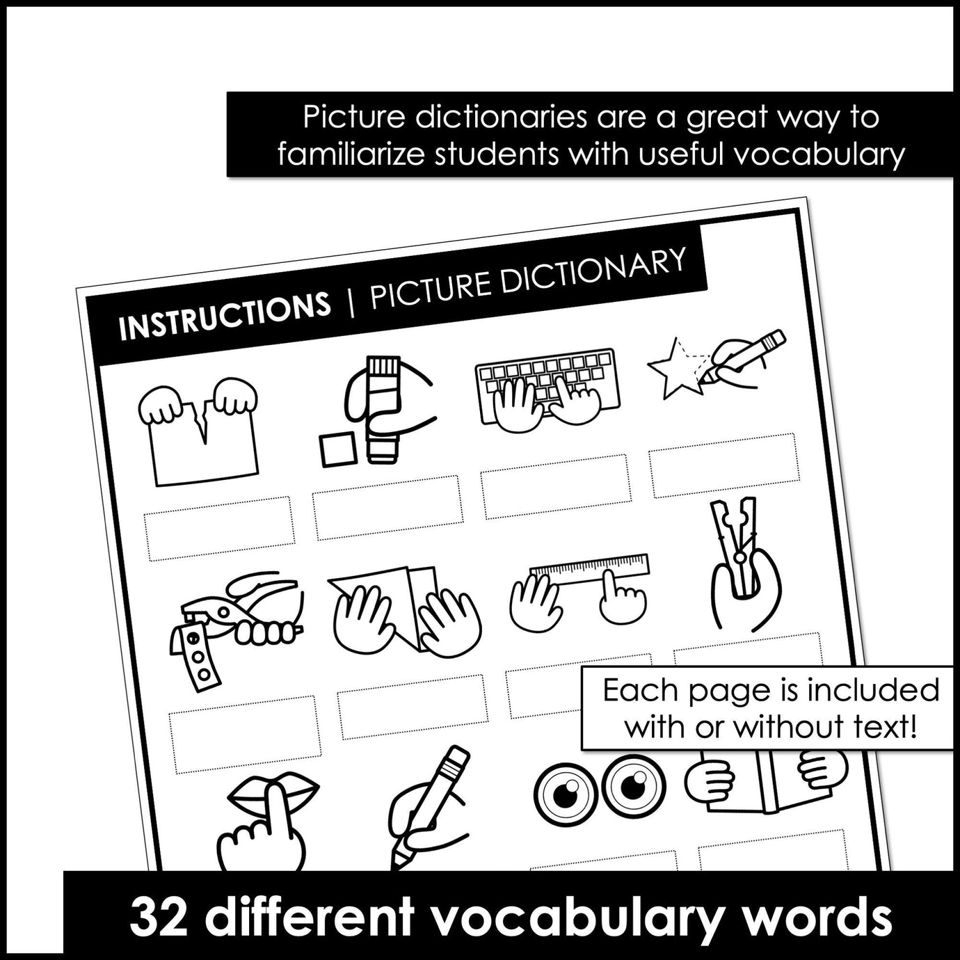 ESL Classroom Instructions Picture Dictionary | Vocabulary