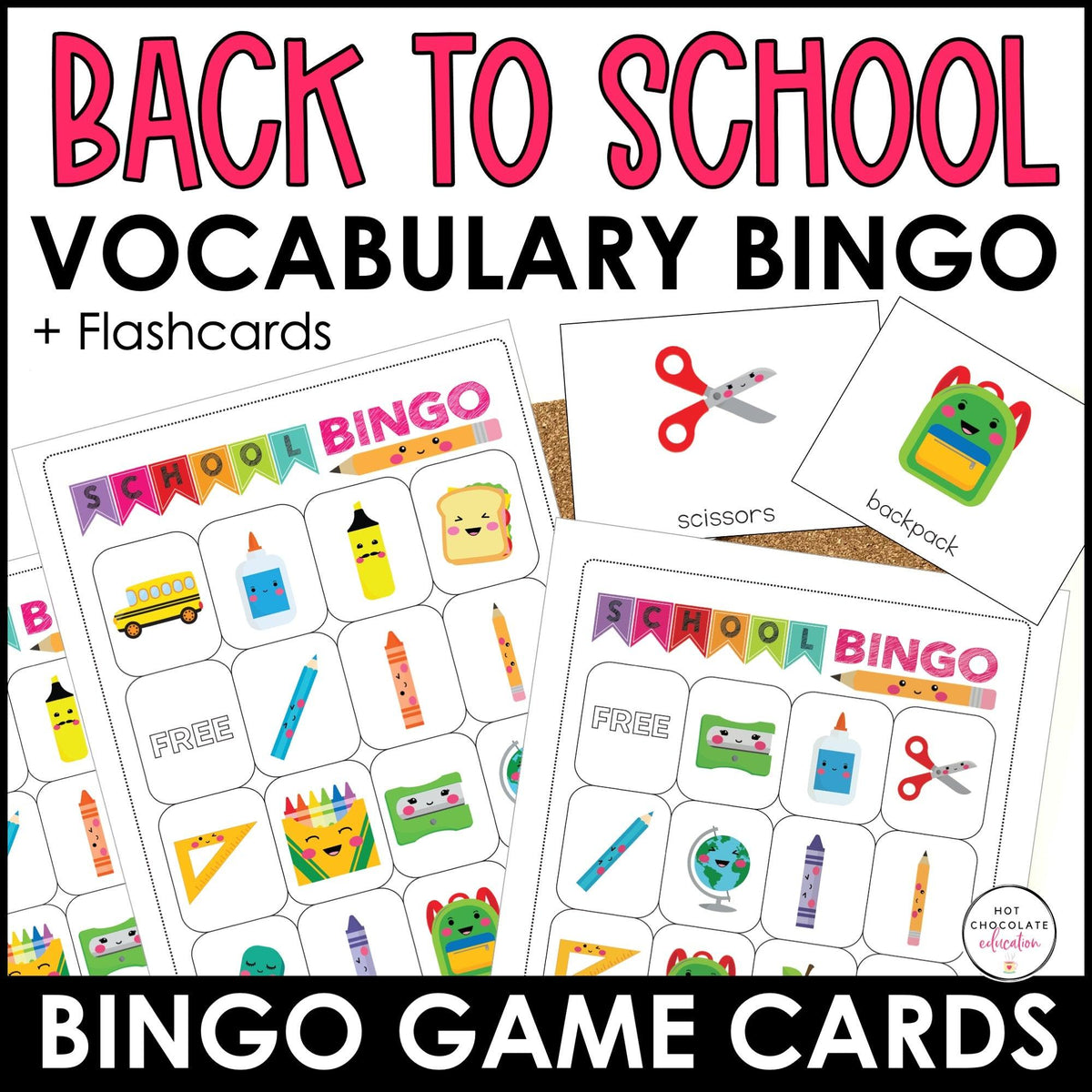 ESL Classroom Vocabulary School Supplies Bingo and Flashcard – Hot ...